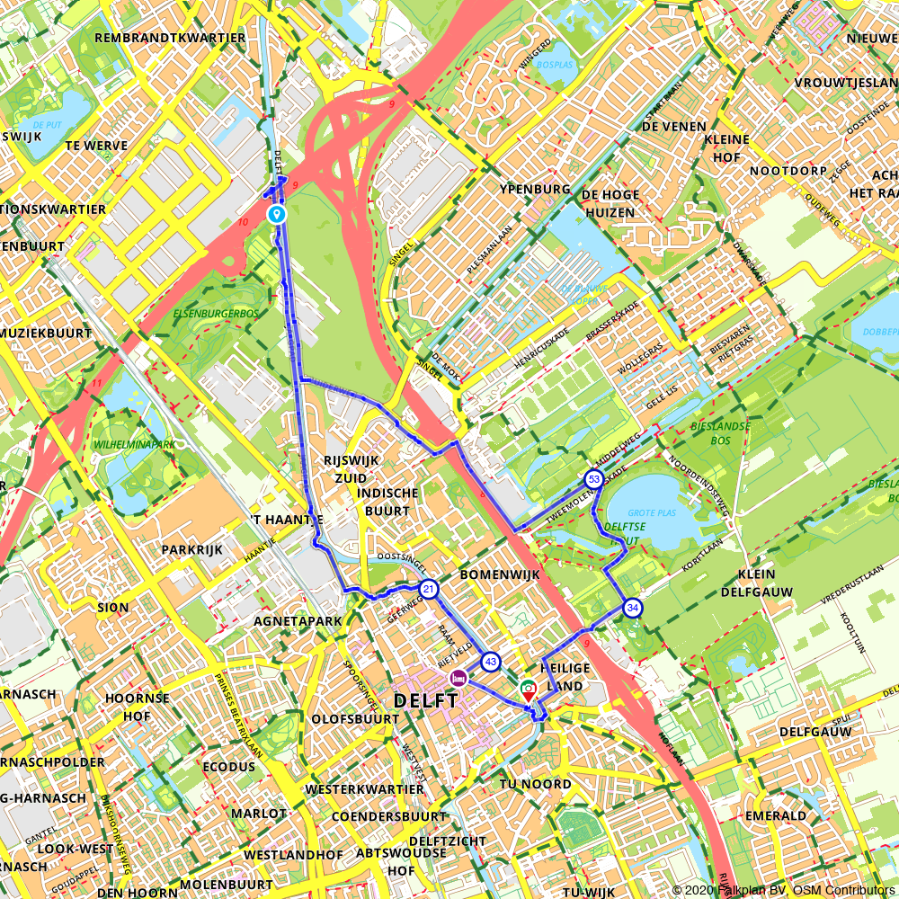 delft2 - Delft - Hiking route | Route.nl