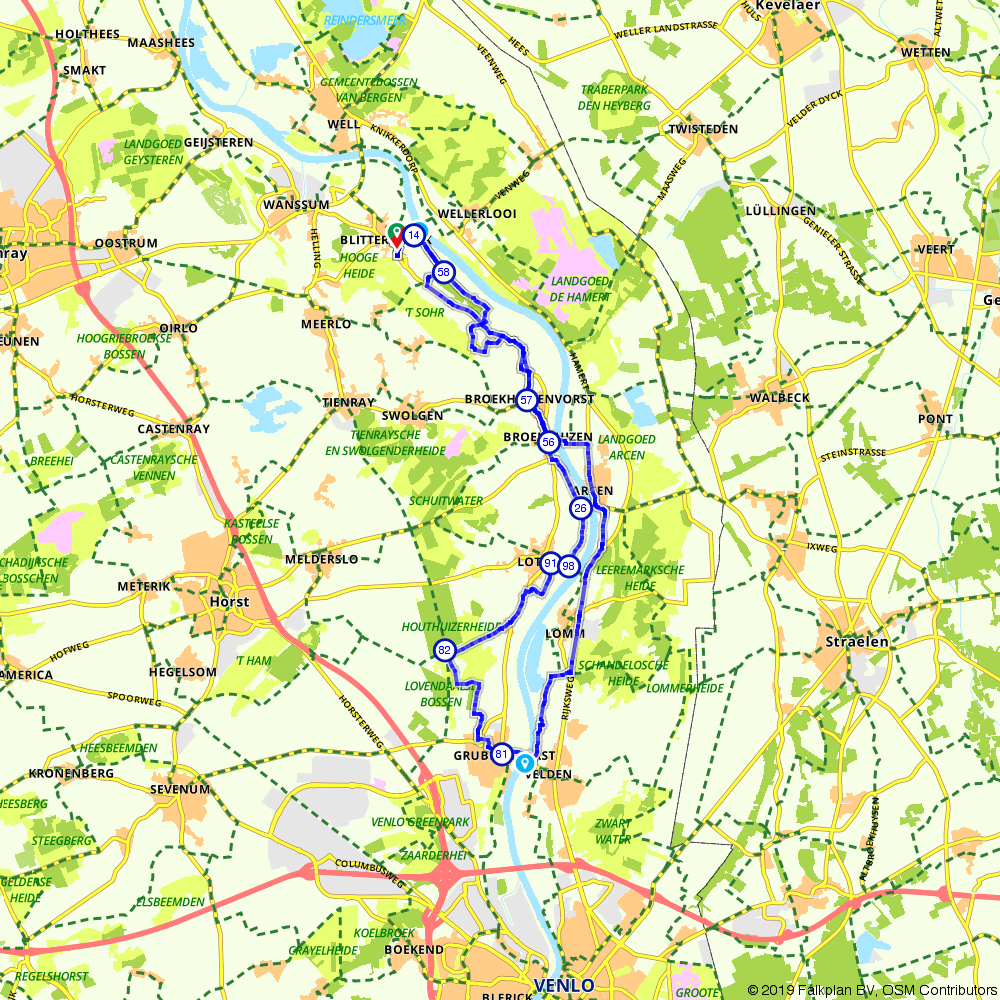 Mobility scooter route North Limburg 4 - Venray - Cycling route | Route.nl