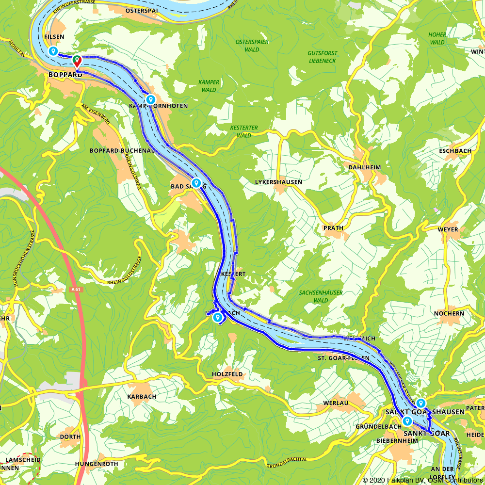 Round Boppard - Boppard - Hiking route | Route.nl