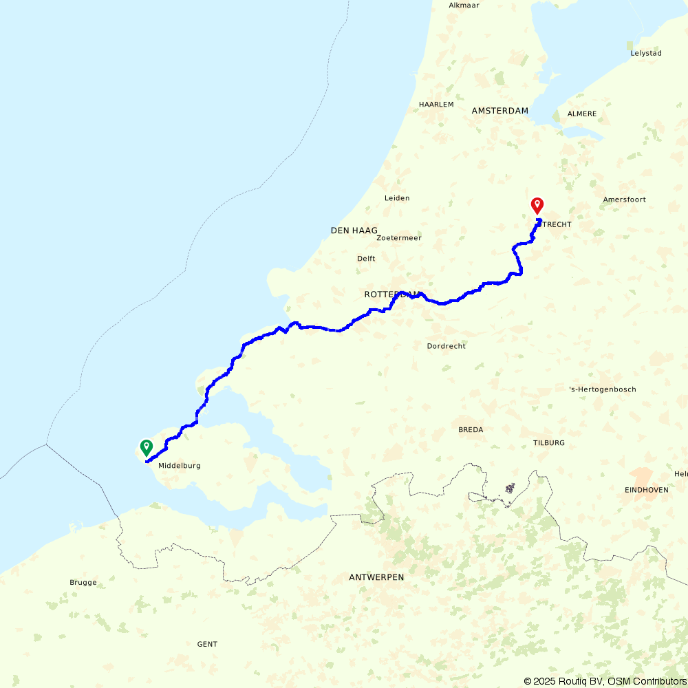 Zoutelande - Vleuten - Veere - Cycling route | Route.nl