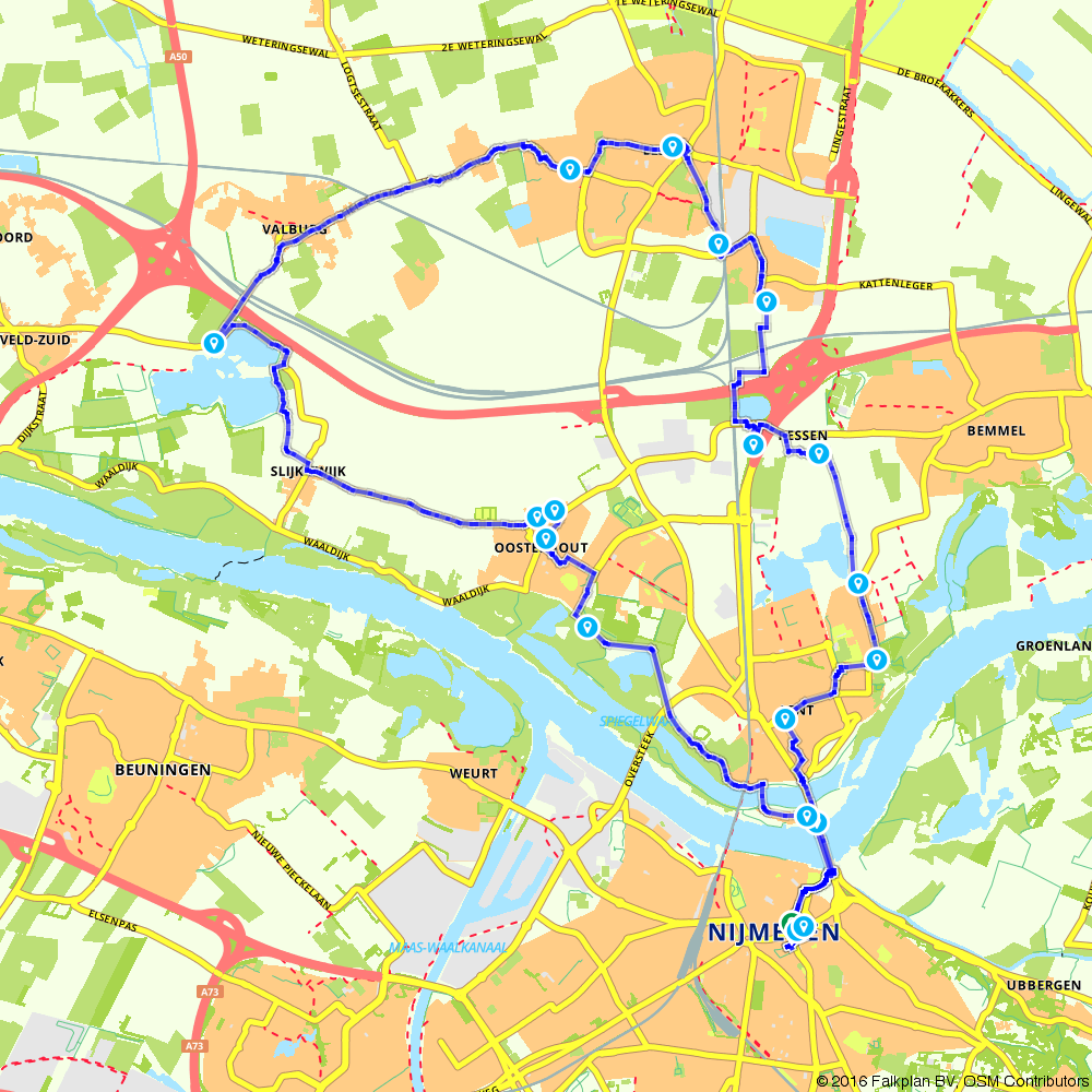 The 4 Days: The day of Elst (1) - 30 km - Nijmegen - Hiking route ...