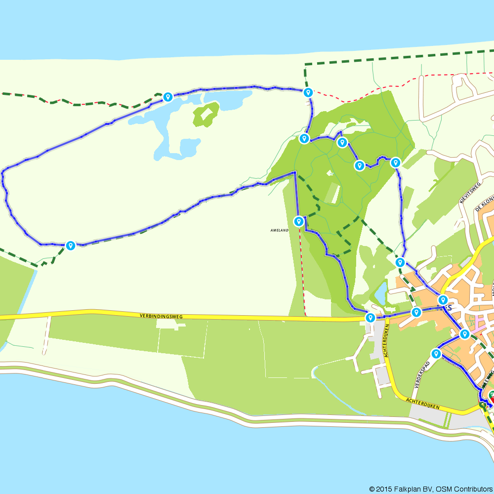 Ameland: Nes and the Zwanewater dunes - Ameland - Hiking route | Route.nl