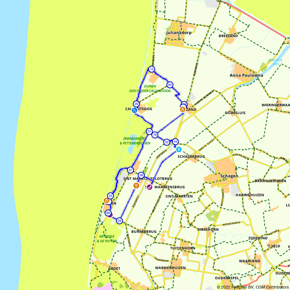 Beautiful coastal route near Petten aan zee - Schagen - Cycling route ...