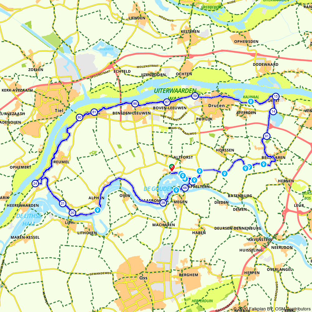 Rondje rivieren vanaf Moeke Mooren - West Maas en Waal - Fietsroute ...