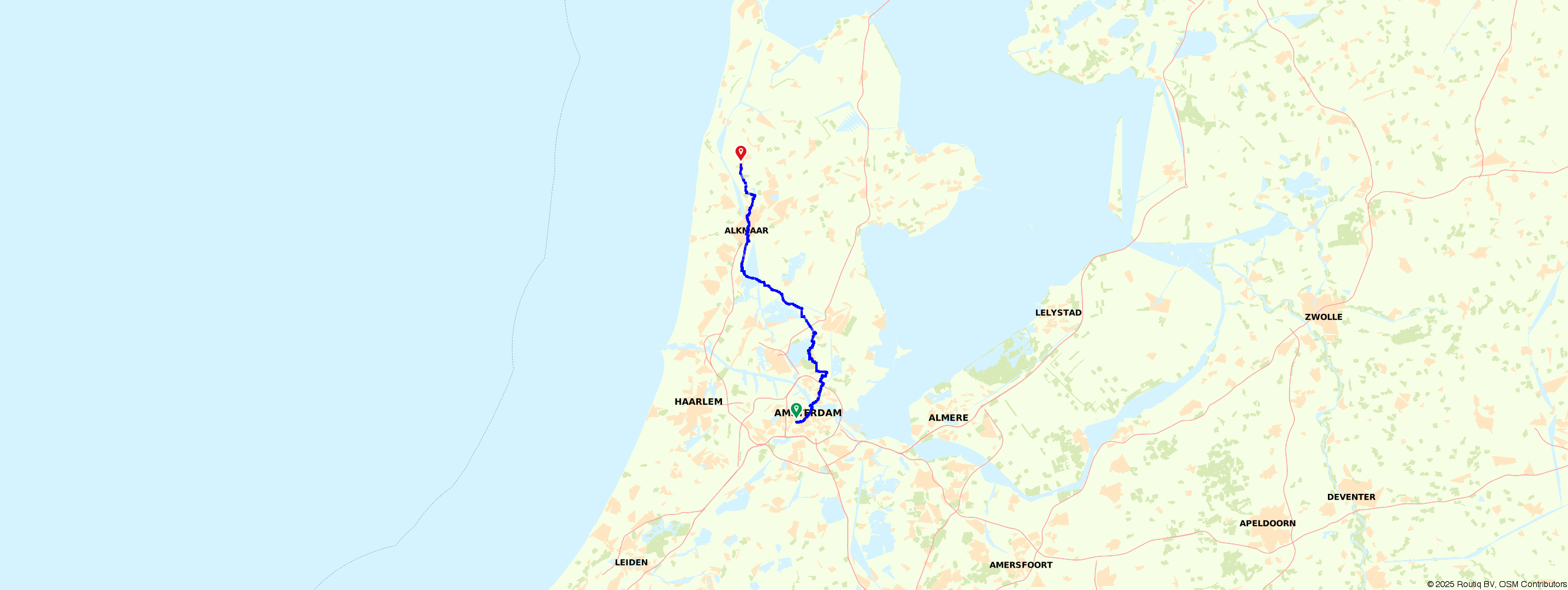 From Amsterdam to Schagen - Amsterdam - Cycling route | Route.nl