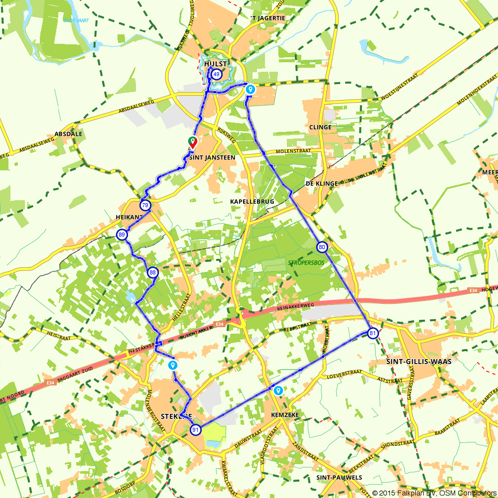 Rondje Hulst - Hulst - Fietsroute | Route.nl Rondje Hulst - Hulst - Fietsroute | Route.nl