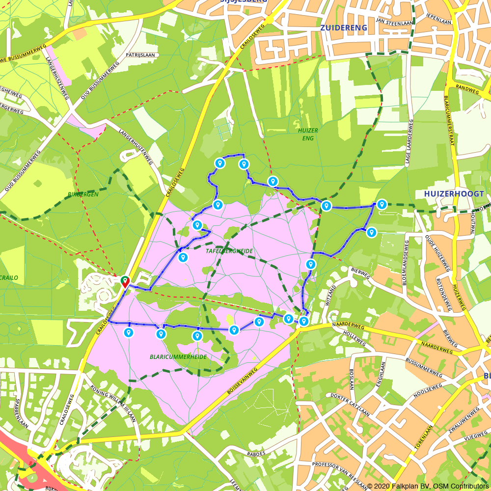 Route through houses - Huizen - Hiking route | Route.nl