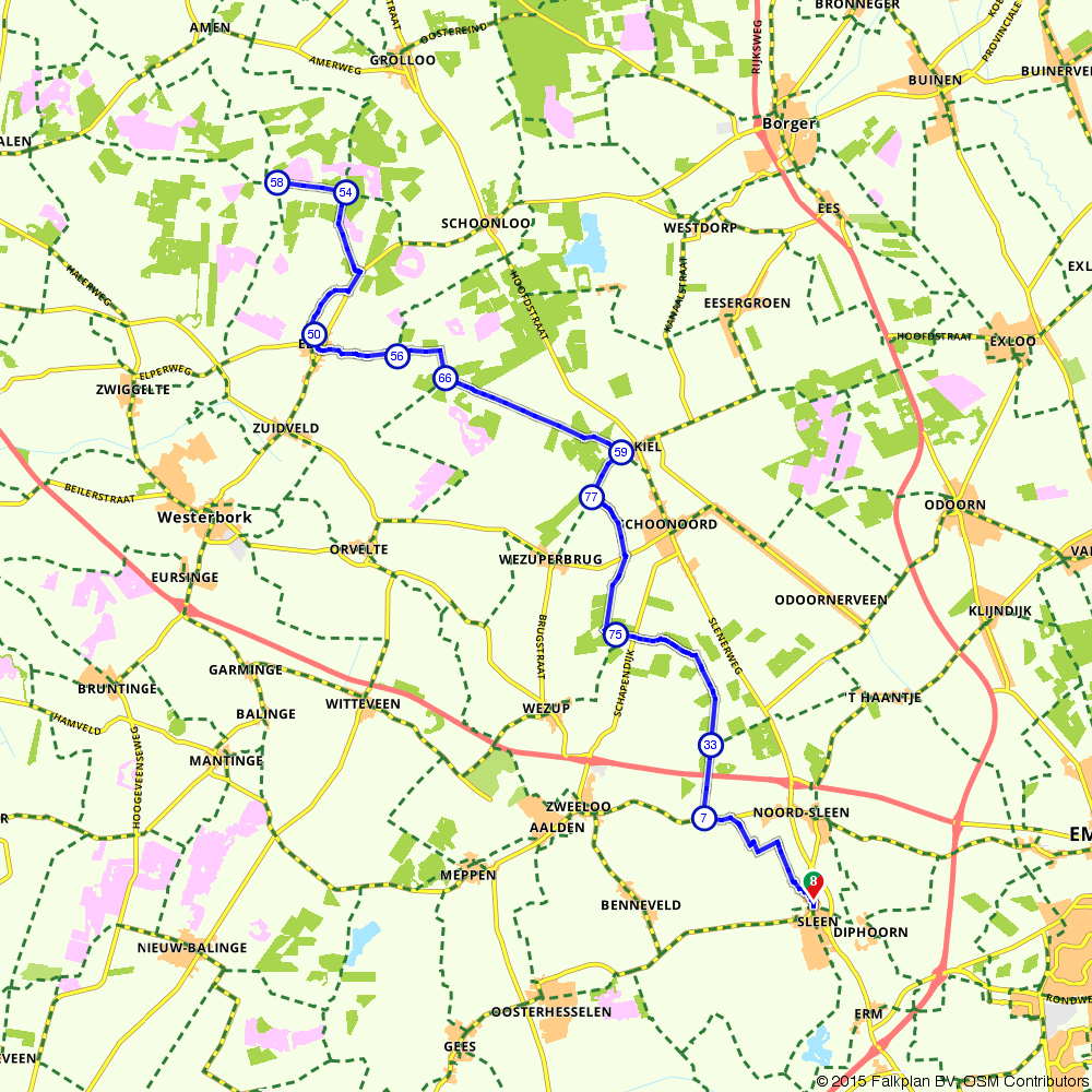 Route from Westerbork camp to Sleen - Midden-Drenthe - Cycling route ...