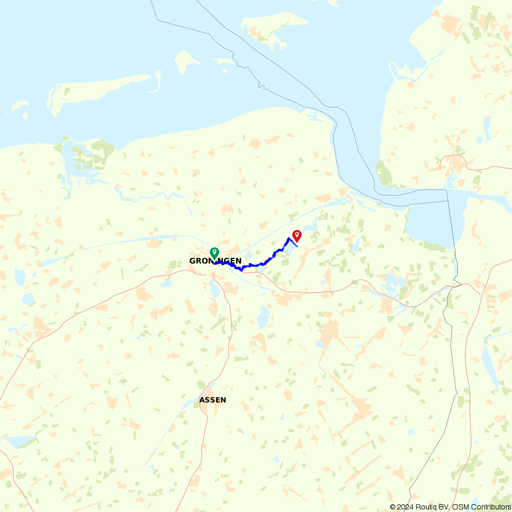 212177 Cycle route Groningen to Knuppelpad't Roegwold