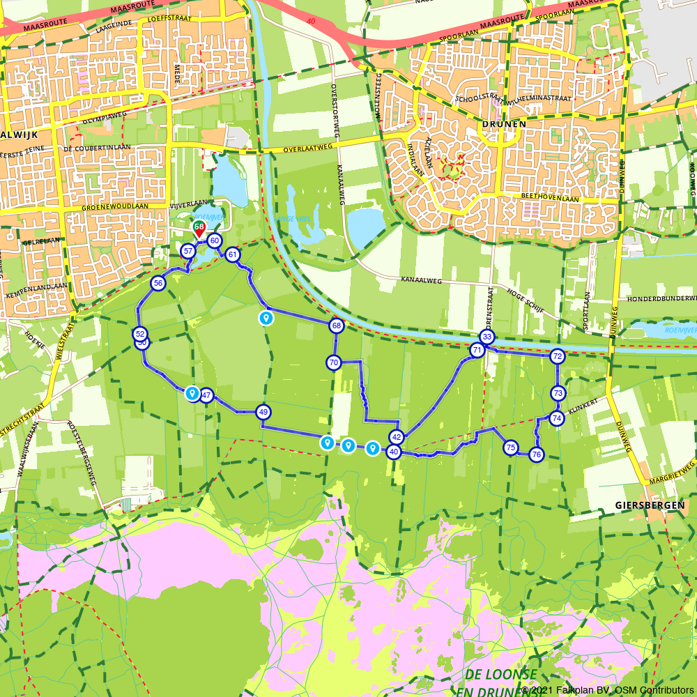 Waalwijk Loonse Drunense dunes 12 km - Waalwijk - Hiking route | Route.nl