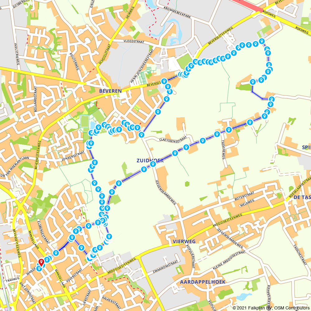 Roeselare - Curved walk - Roeselare - Hiking route | Route.nl