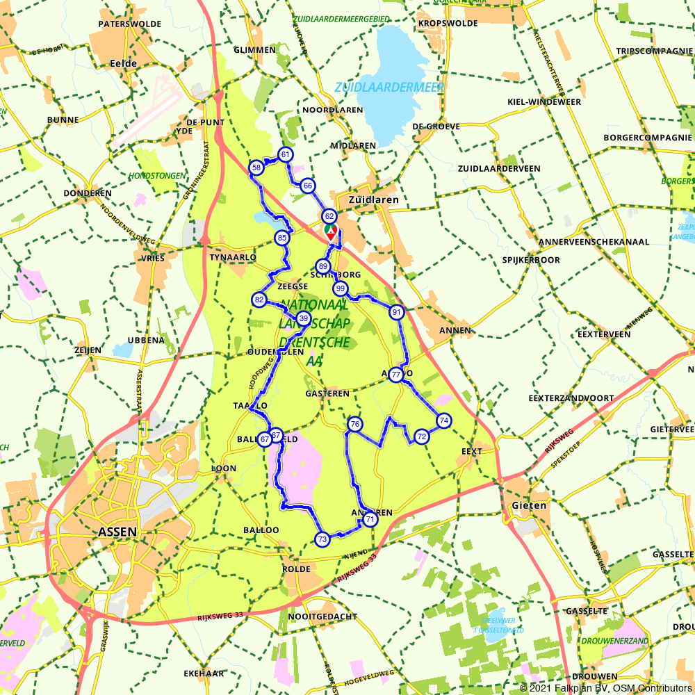 Tour of Noordlaarderbos and Balloërveld - Aa en Hunze - Cycling route ...