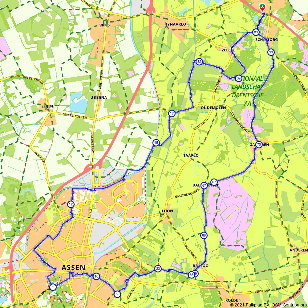 Tour of Gasteren, Assen and Balloo - Aa en Hunze - Cycling route | Route.nl