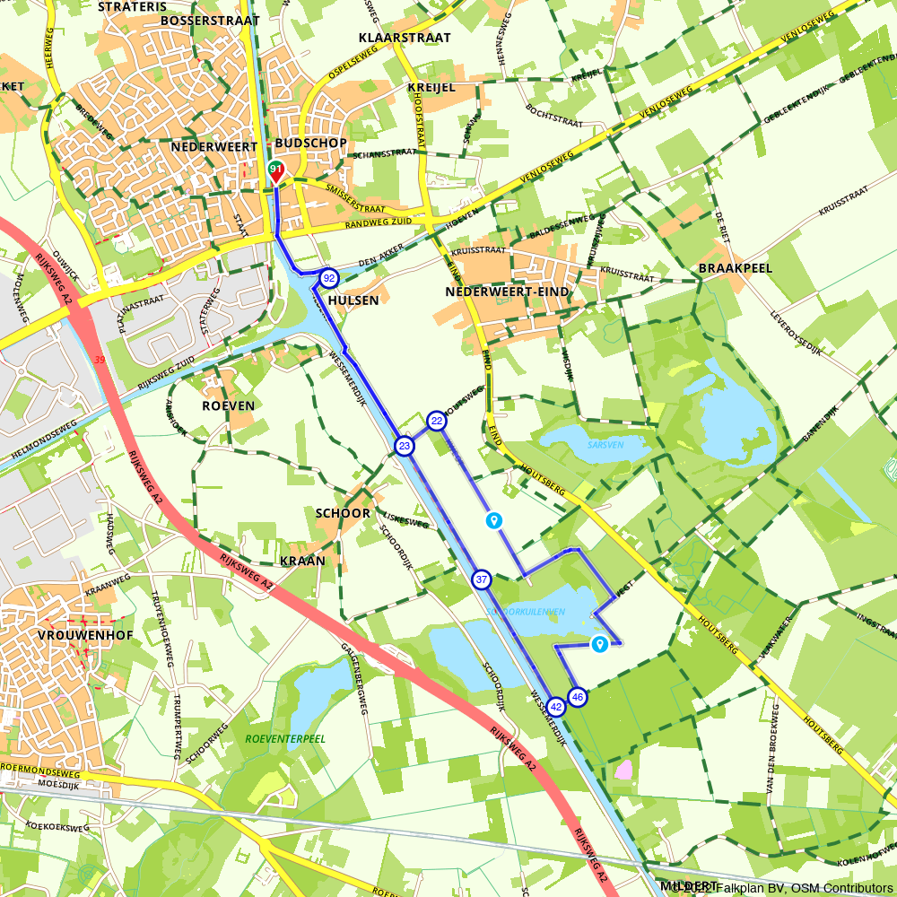 Walk along the canal and the Kwegt - Nederweert - Hiking route | Route.nl