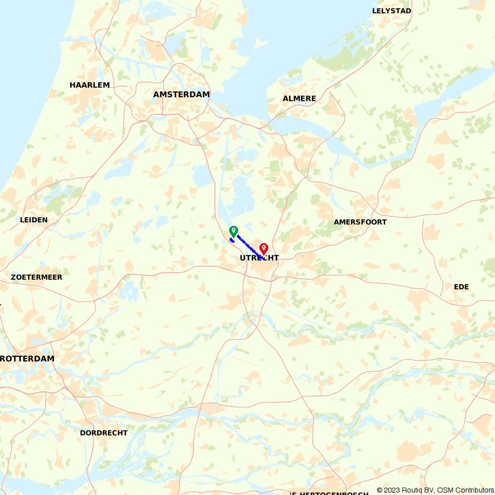 2322830 Route to Utrecht Center Domplein (One-way)