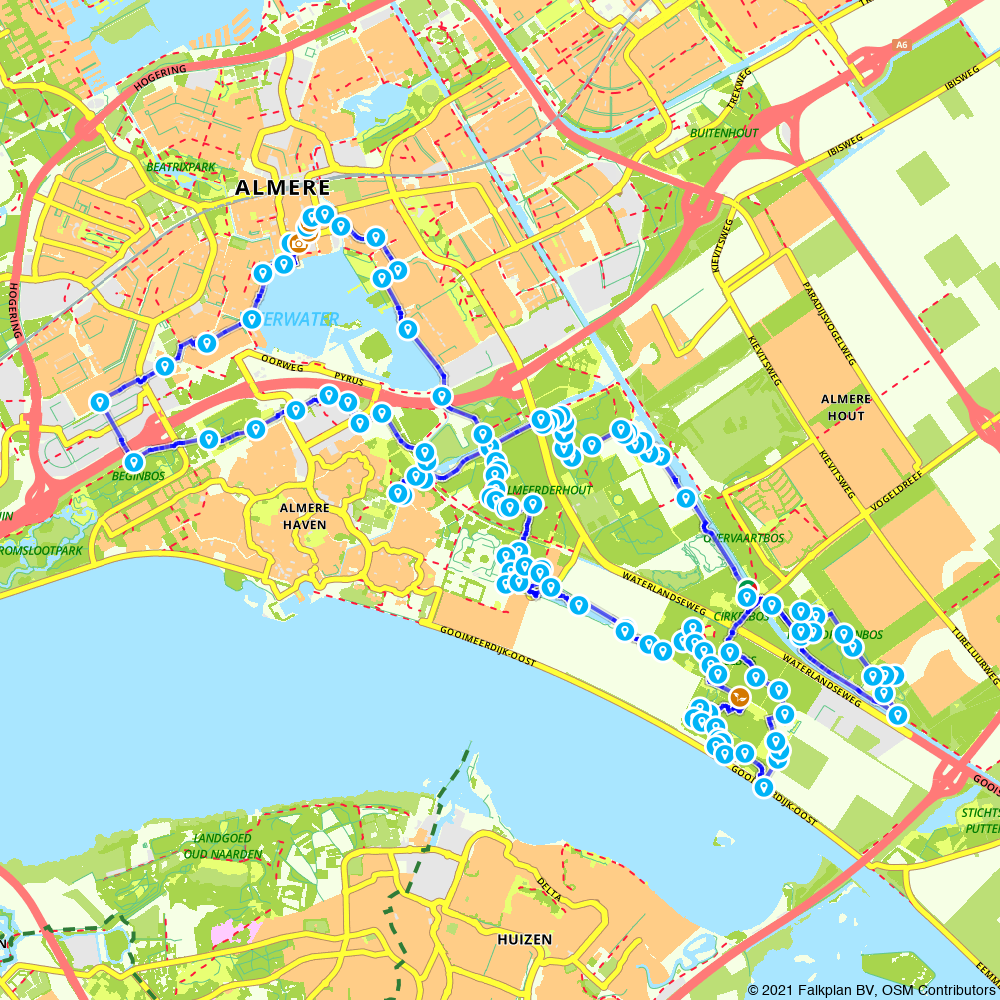 Almere\\\'s almost full marathon - Almere - Hiking route | Route.nl