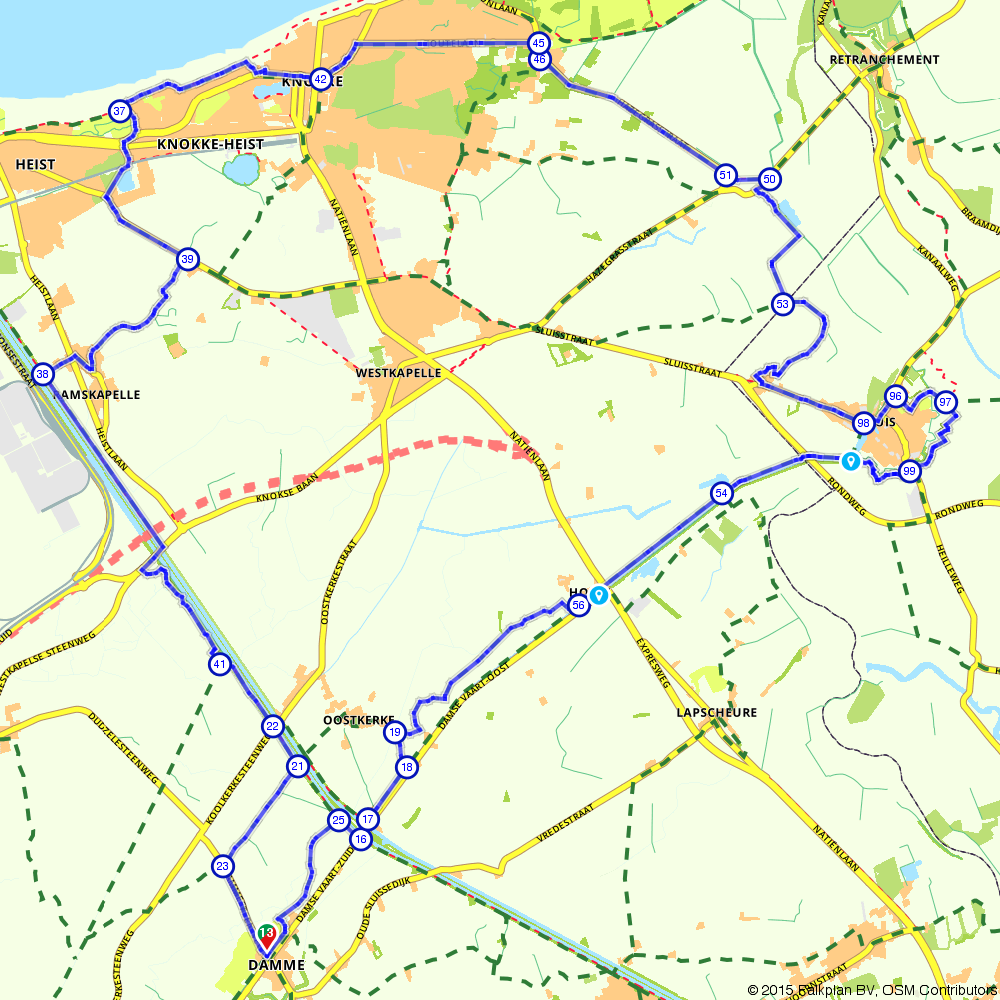 Damme-Sluis-Knokke-Damme - Damme - Cycling route | Route.nl