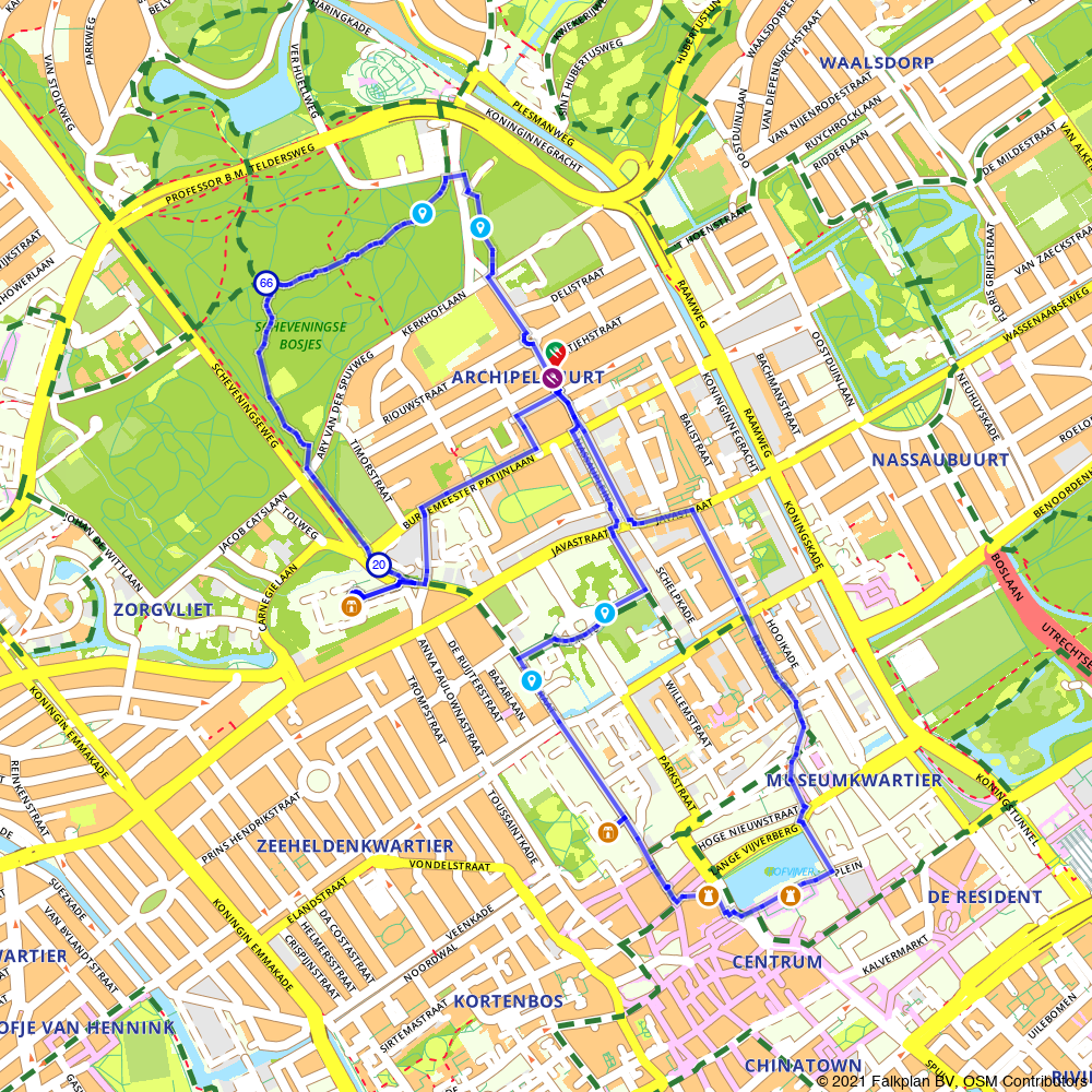 Walking route highlights of The Hague - The Hague - Hiking route | Route.nl
