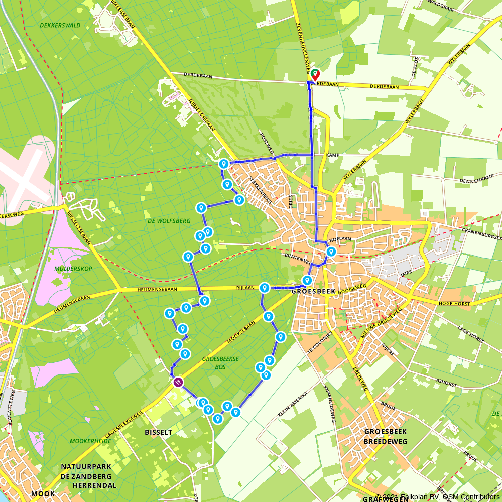 walking groesbeek from b&b - Berg en Dal - Hiking route | Route.nl
