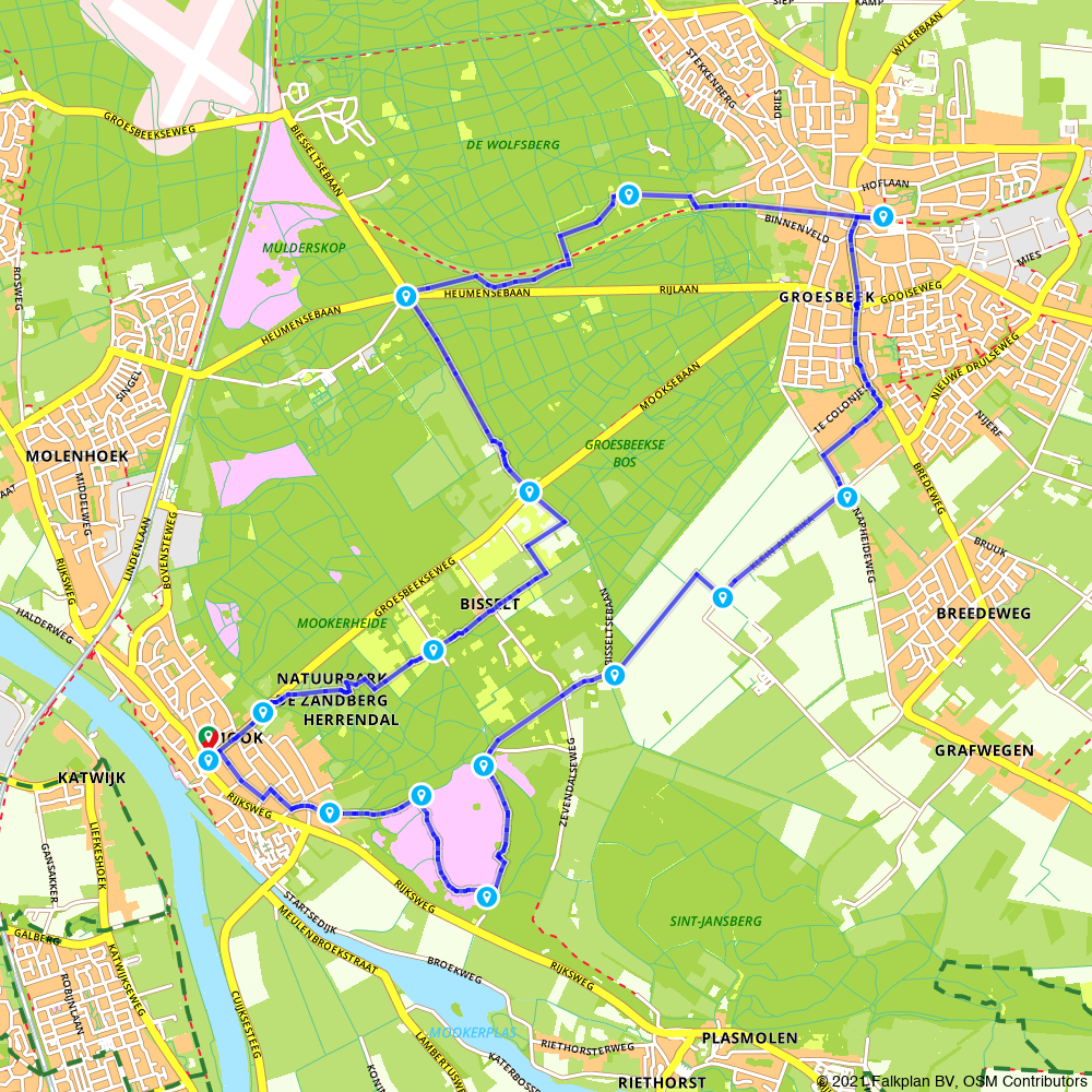 MOOK and GROESBEEK - Mook en Middelaar - Hiking route | Route.nl