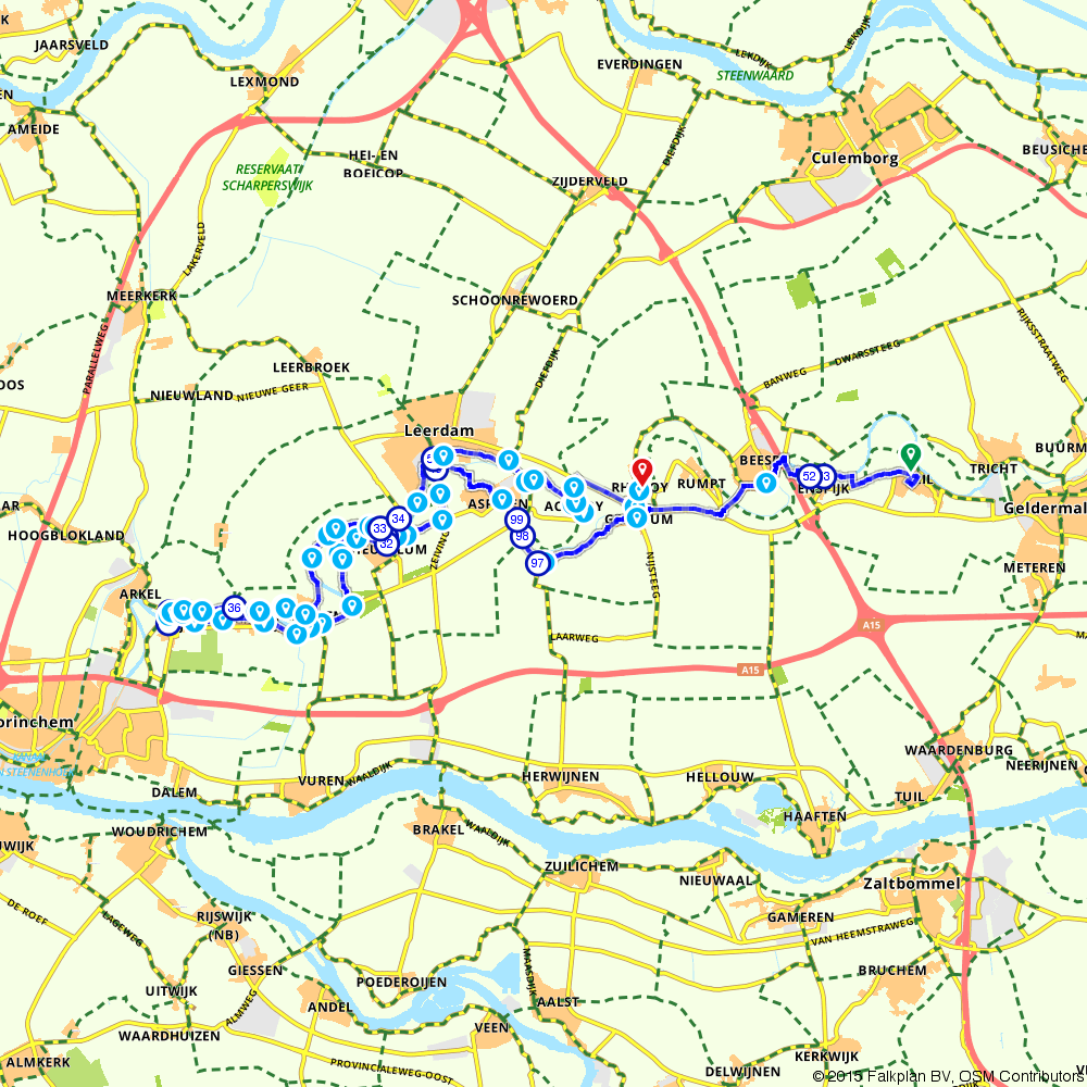 Routiq - 245674 bike ride to Kedichem via Spijk