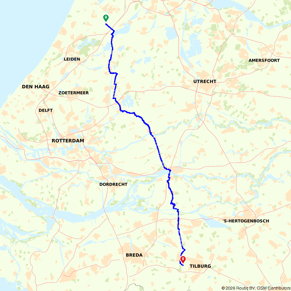 To Tilburg - Haarlemmermeer - Cycling route | Route.nl