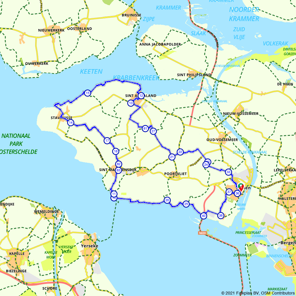 Rondje Tholen 51 km - Tholen - Fietsroute | Route.nl