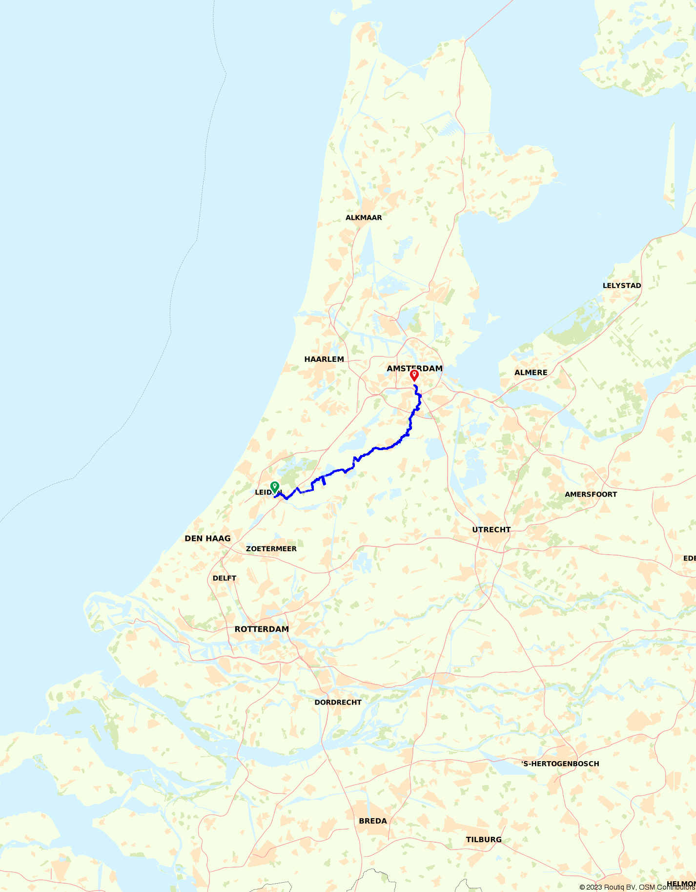 Amsterdam - Leiden - Cycling route | Route.nl