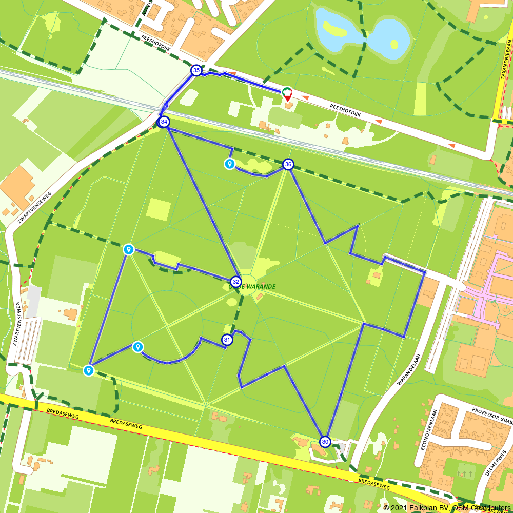 Tilburg Warande 5 km from 7 Goats - Tilburg - Hiking route | Route.nl