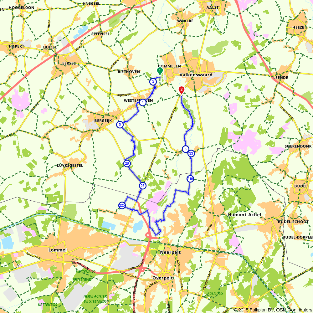 kort - Bergeijk - Fietsroute | Route.nl
