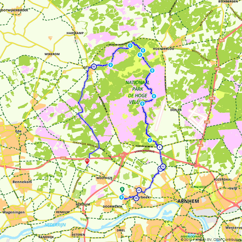 Oosterbeek-Hoge Veluwe-Wolfheze - Renkum - Fietsroute | Route.nl