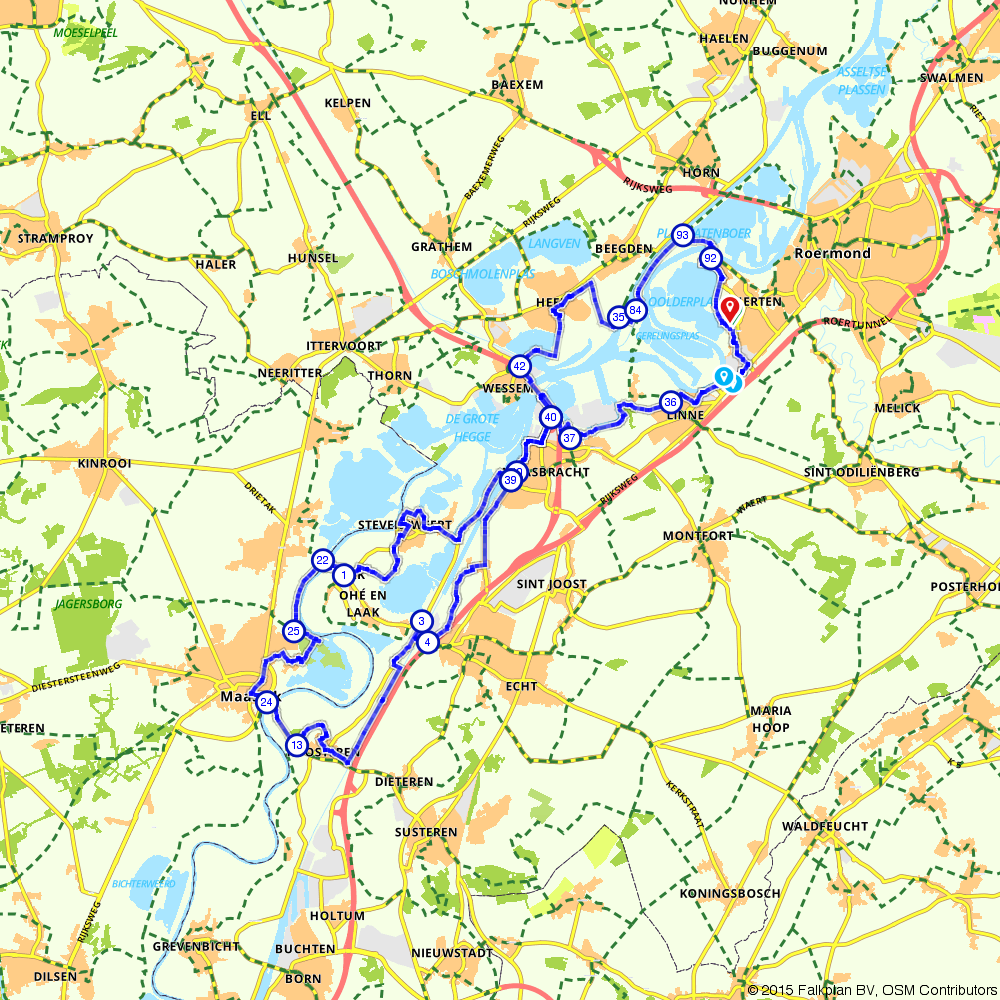 Limburg lakes - Roermond - Cycling route | Route.nl
