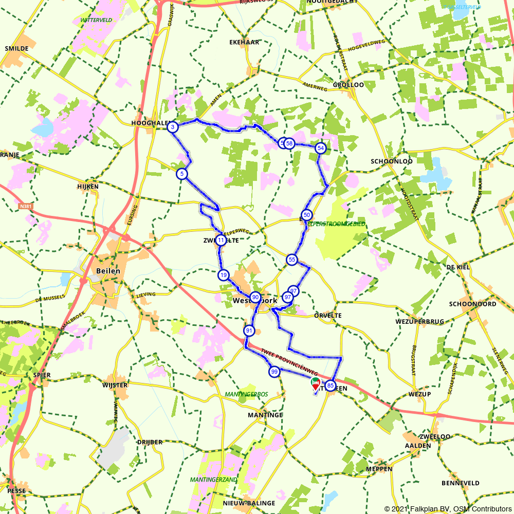 Witteveen-Westerbork-Witteveen - Midden-Drenthe - Cycling route | Route.nl