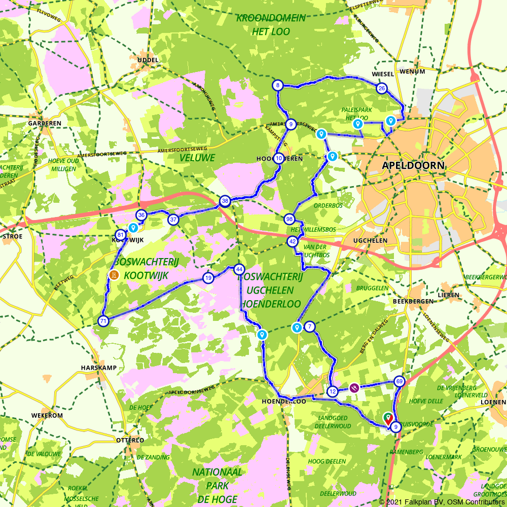 Tour of Het Loo from the wild Hoeve 74KM - Apeldoorn - Cycling route ...