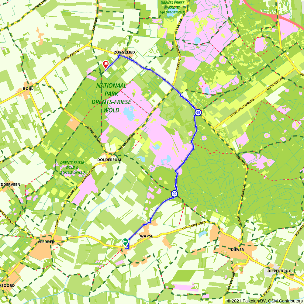 Wapse Zorgvlied - Westerveld - Cycling route | Route.nl