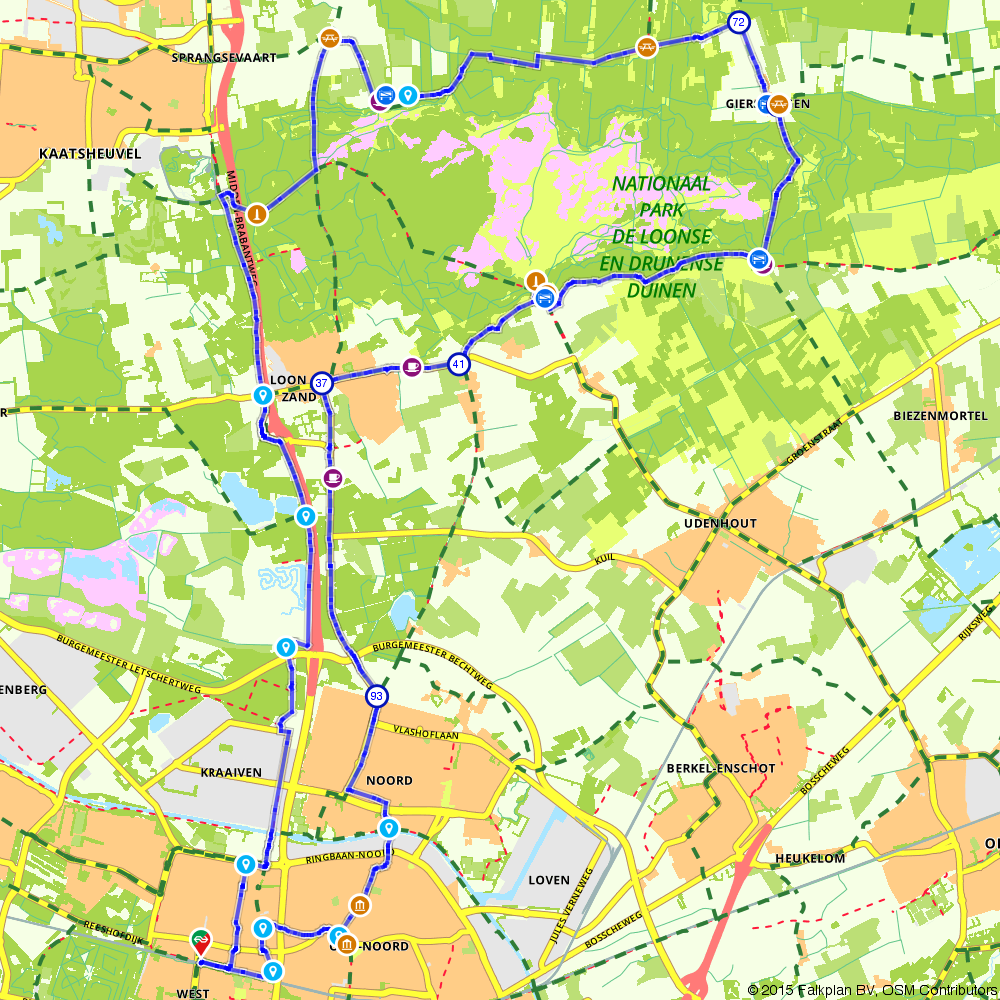 Around Tilburg 4: NNE (Western Dunes, museums) - Tilburg - Cycling ...