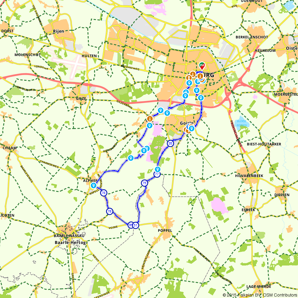 Around Tilburg 12: SSW (Riel, Regte Heide, Belgium, Goirle) - Tilburg ...