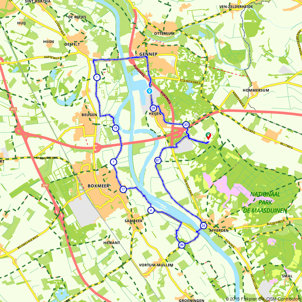 Maasduinen/Boxmeer - Gennep - Cycling route | Route.nl