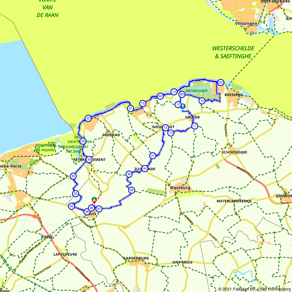 Camping Hawdoorn/Breskens - Sluis - Cycling route | Route.nl