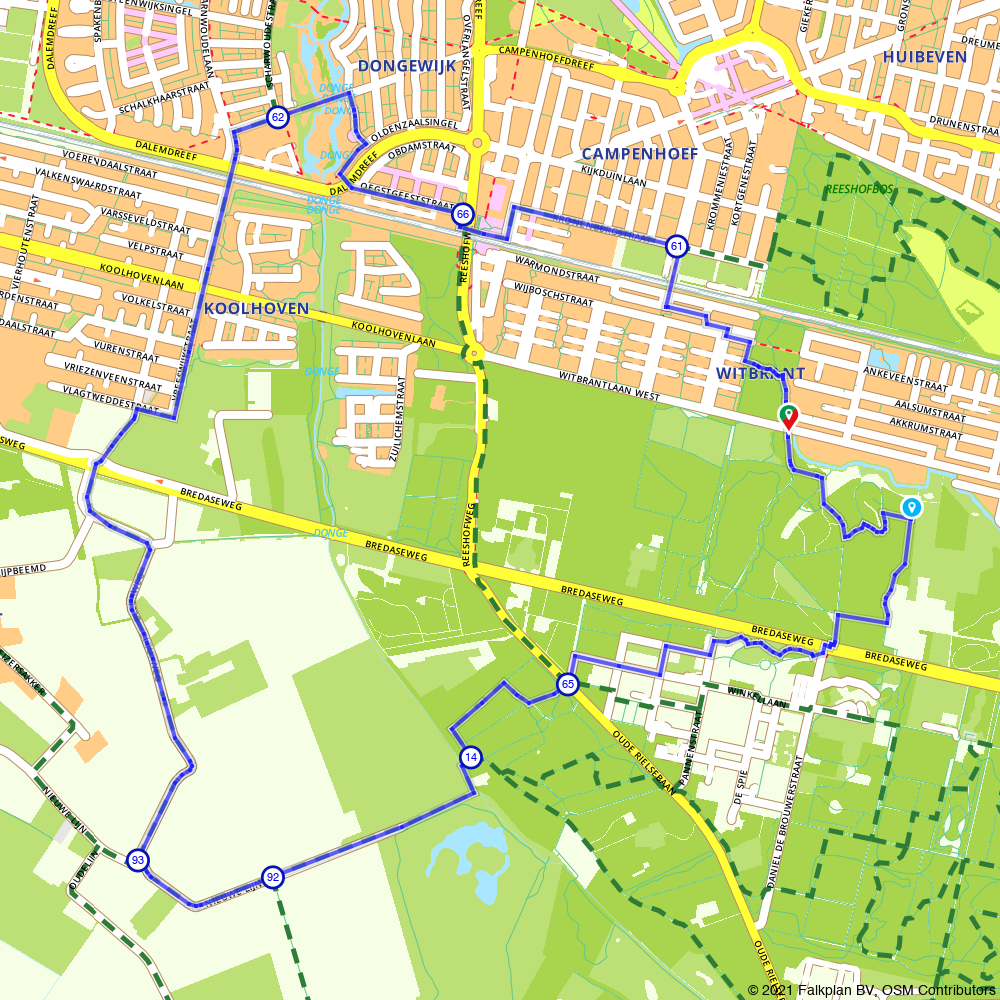 Tour Koolhoven Tilburg - Tilburg - Hiking route | Route.nl