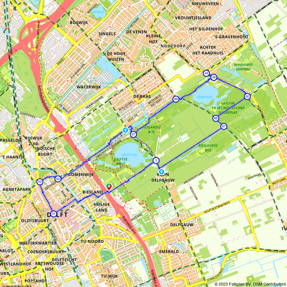 Cycling around Delftse Hout and the city center - Delft - Cycling route ...