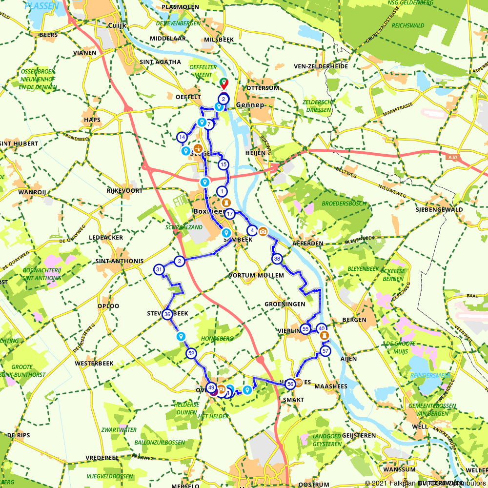 Camping De Maasvallei round trip Overloon - Boxmeer - Cycling route ...