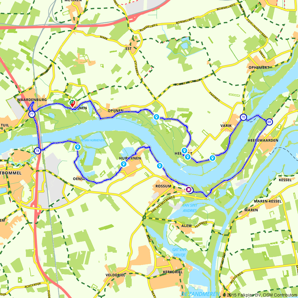 Discover the area near Rossum - West Betuwe - Cycling route | Route.nl