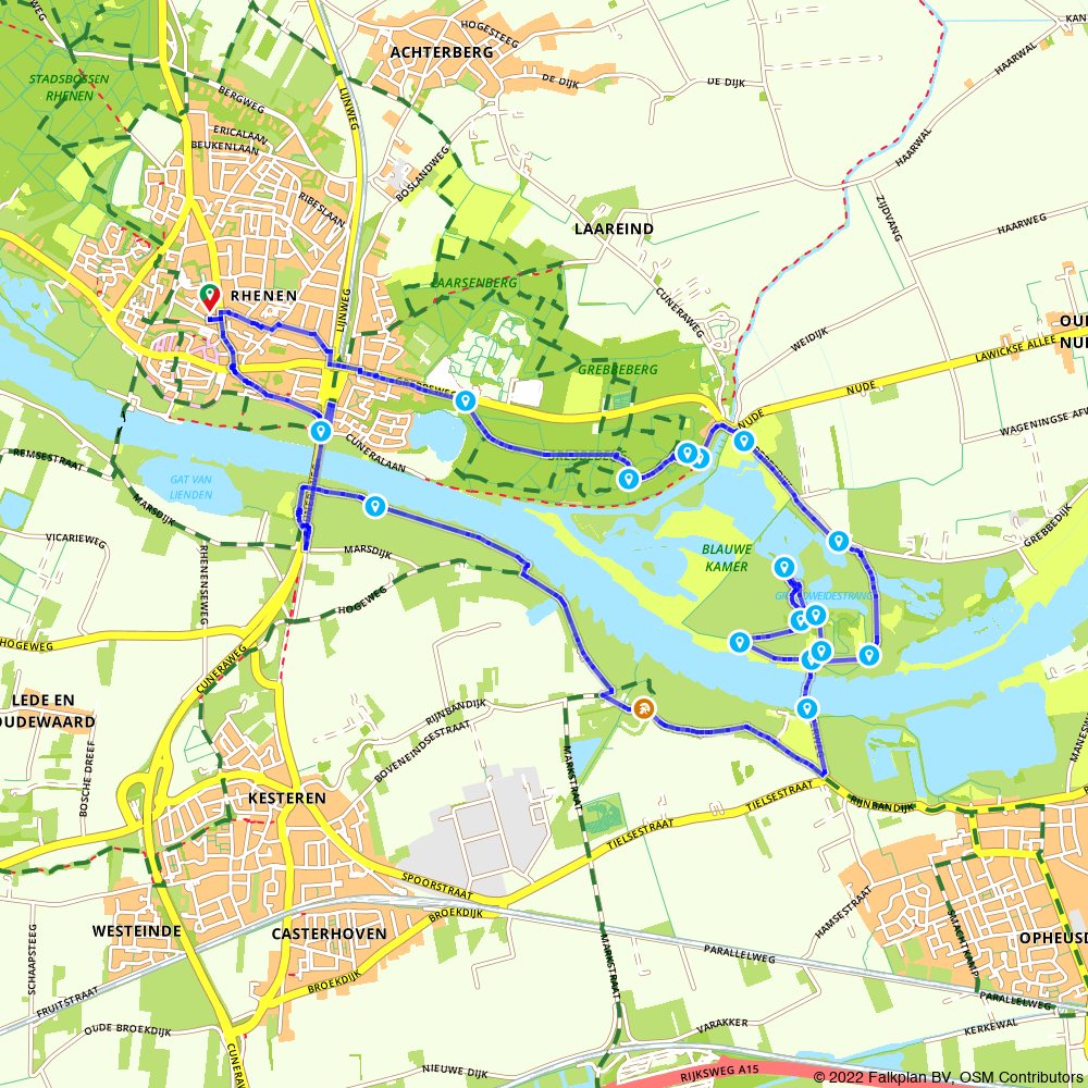Tour of Rhenen - along the blue room - Rhenen - Hiking route | Route.nl
