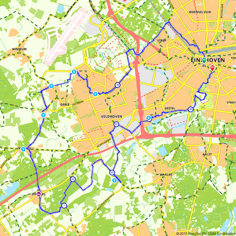 Route through Veldhoven - Eindhoven - Cycling route | Route.nl