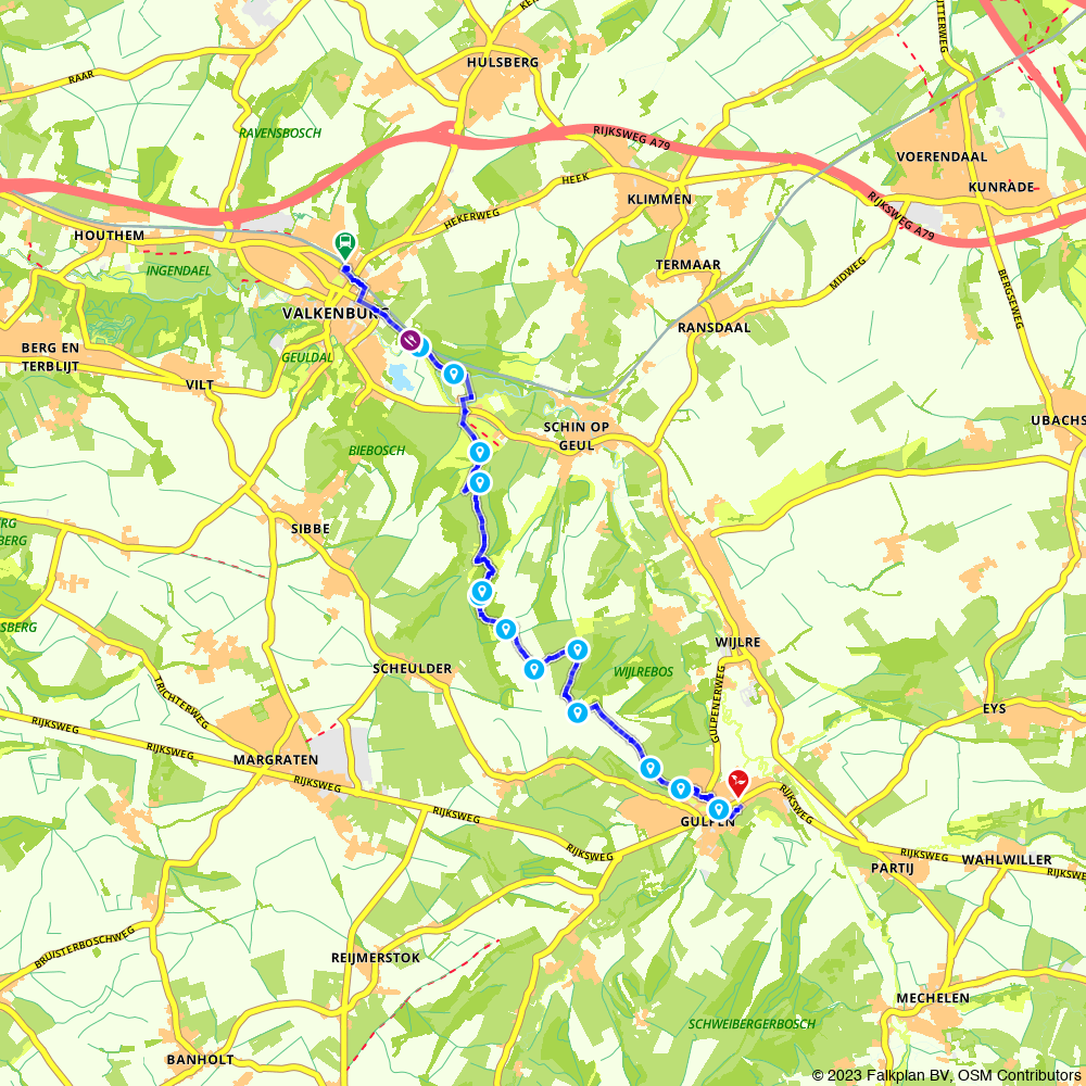 Routiq - 3201477 Walking from Valkenburg station to Gulpen bus station