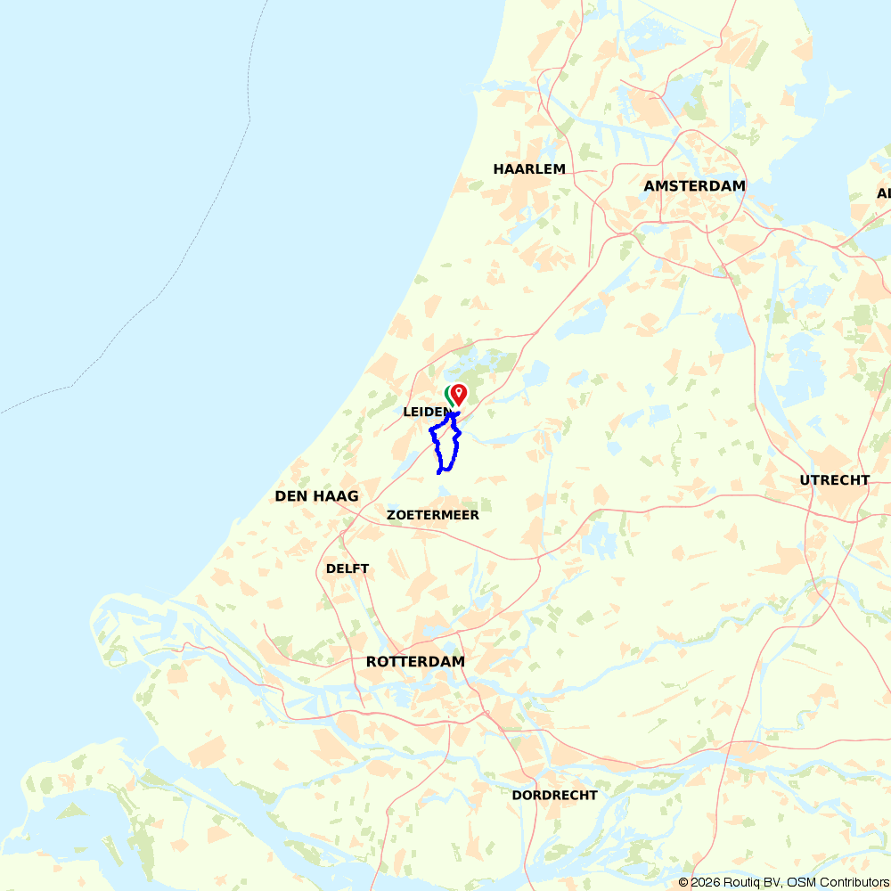 Route 25 km - Leiderdorp - Hiking route | Route.nl