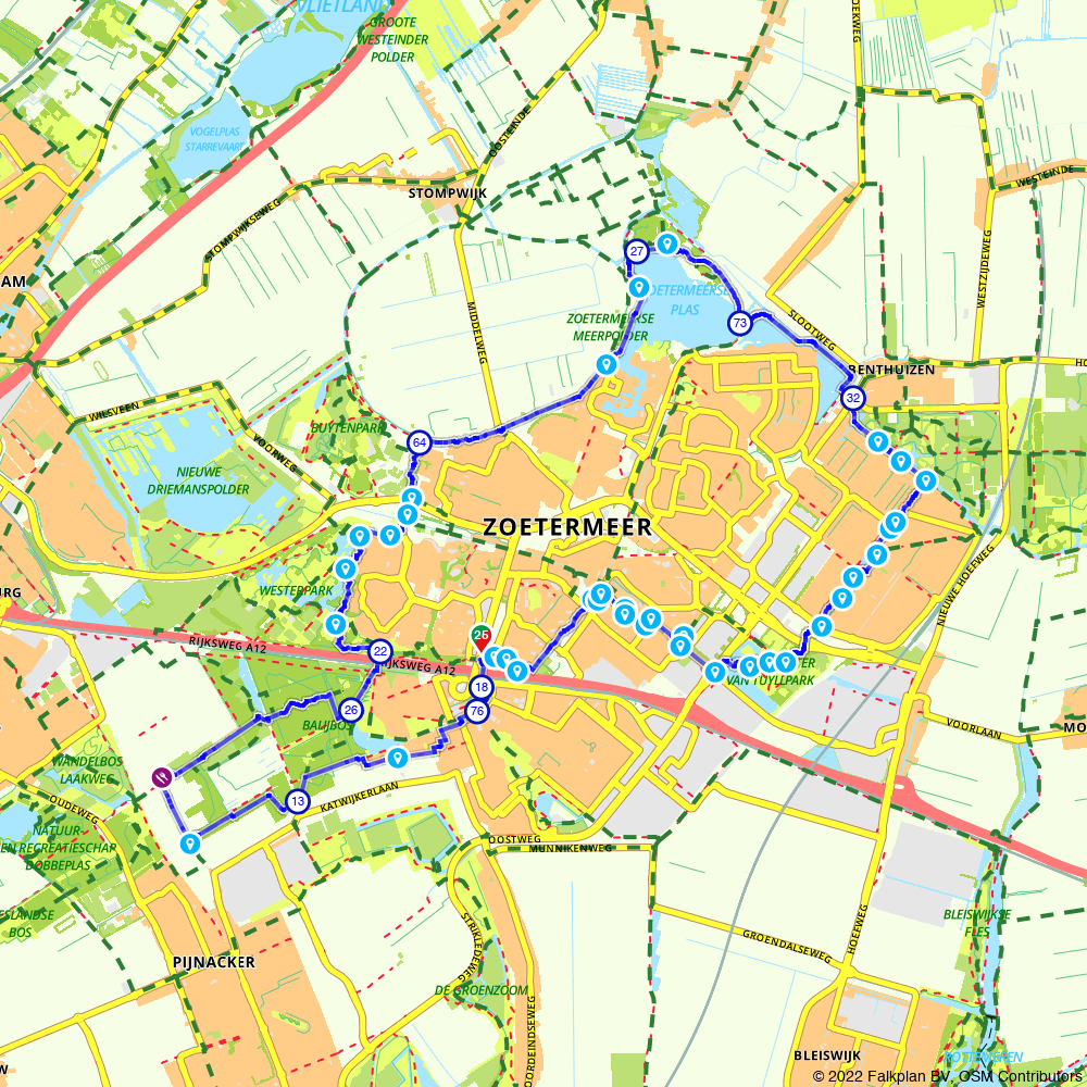 Route through Zoetermeer 4 - Zoetermeer - Hiking route | Route.nl