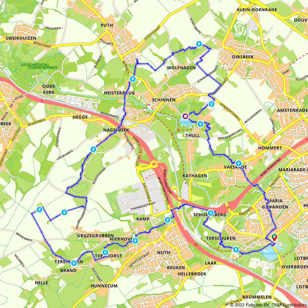 Walk from Hoensbroek Castle, Nuth, Schinnen, Puth, Oirsbeek, Vaesrade ...