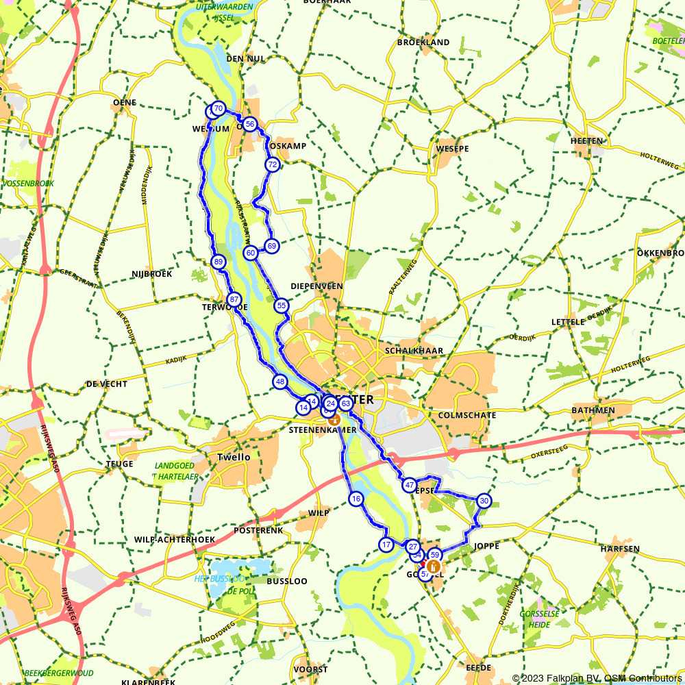 Tour along the banks of the IJssel - Lochem - Cycling route | Route.nl
